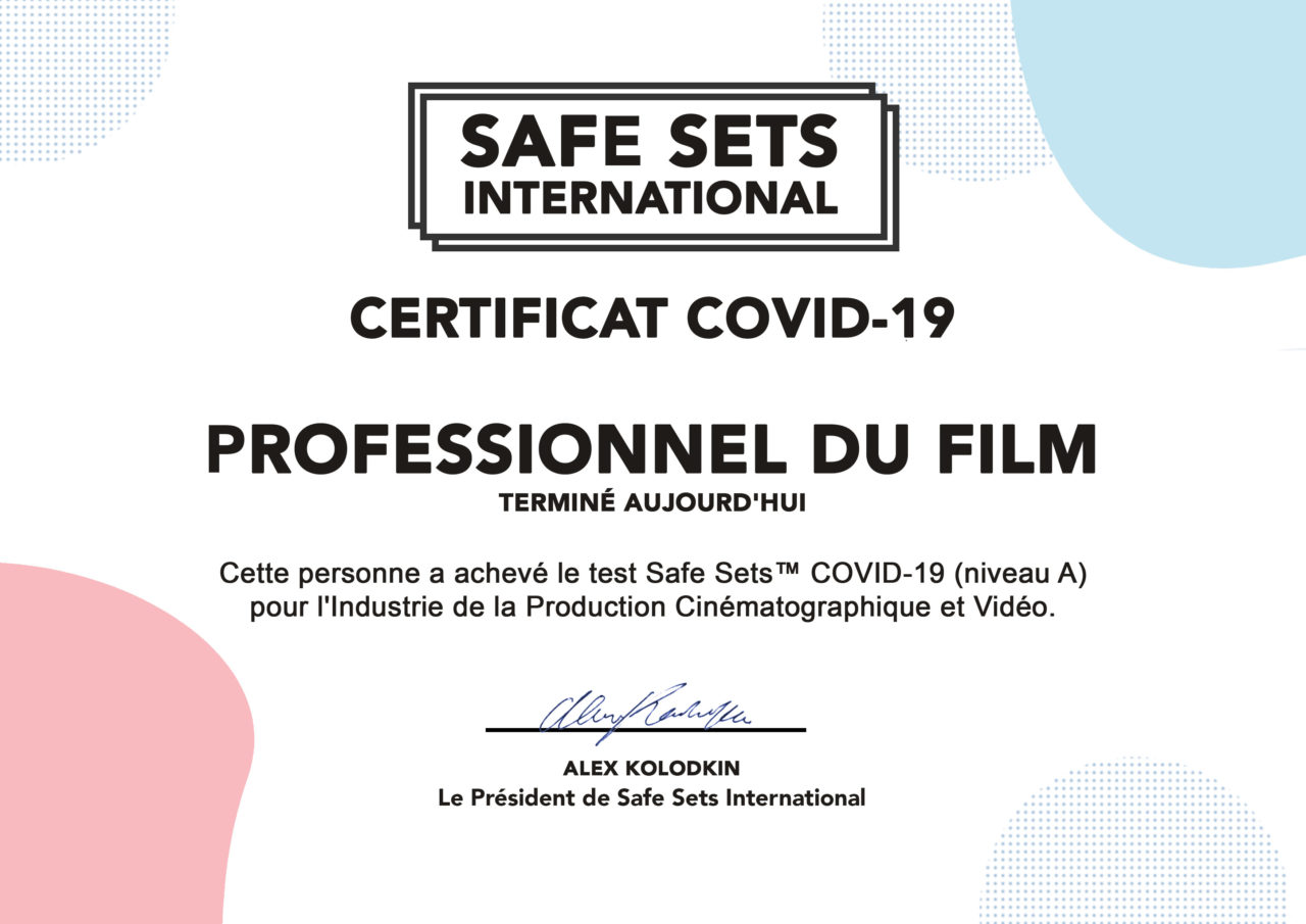 Certificate (Francais) | Safe Sets International